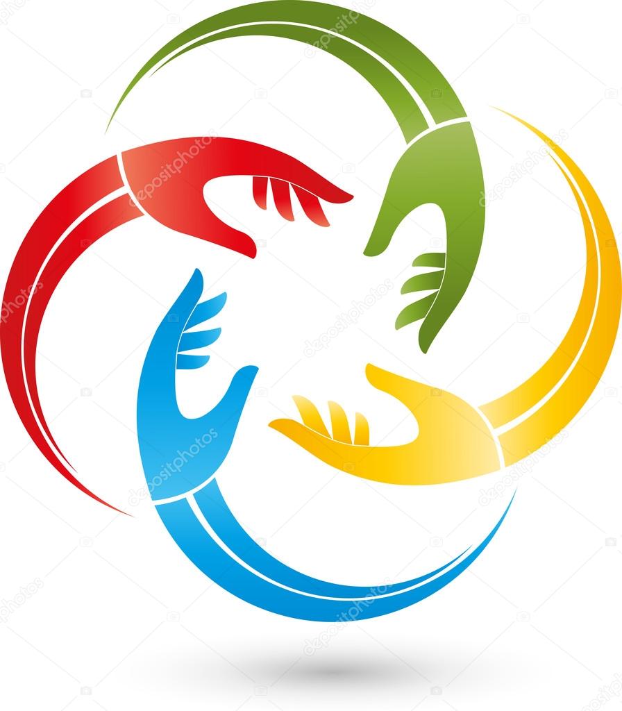 Four hands, helpers, team logo Stock Vector by ©waldemar-hoelzer 125794802