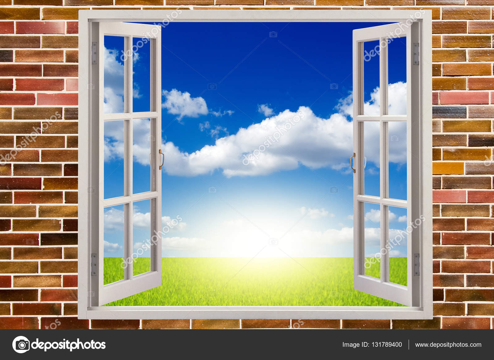Open window with blue sky — Stock Photo © Gobba #131789400