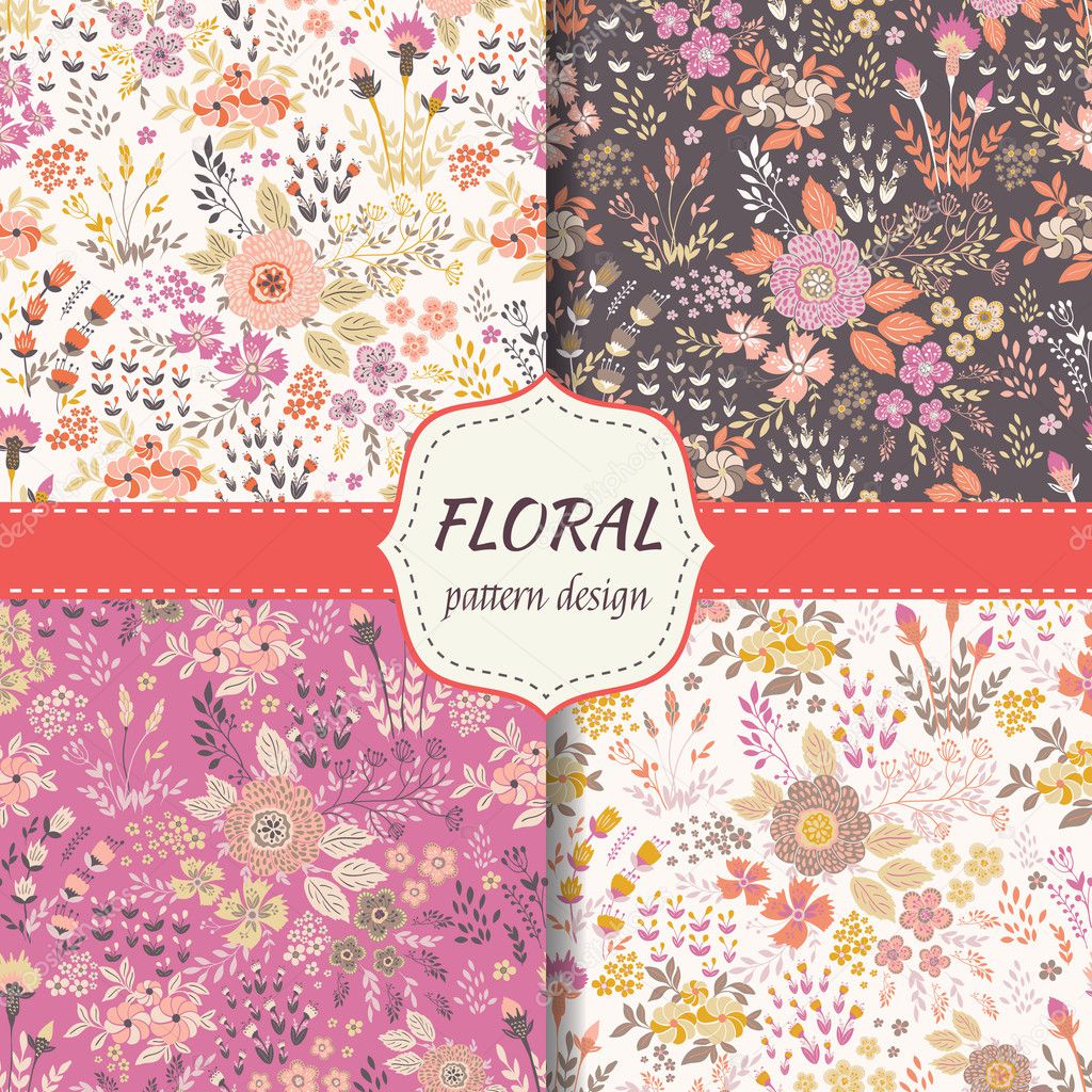 Floral patterns set — Stock Vector © darijashka #124970786