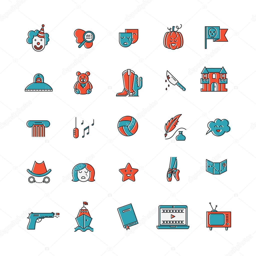 Film genre icon set — Stock Vector © darijashka #125181436