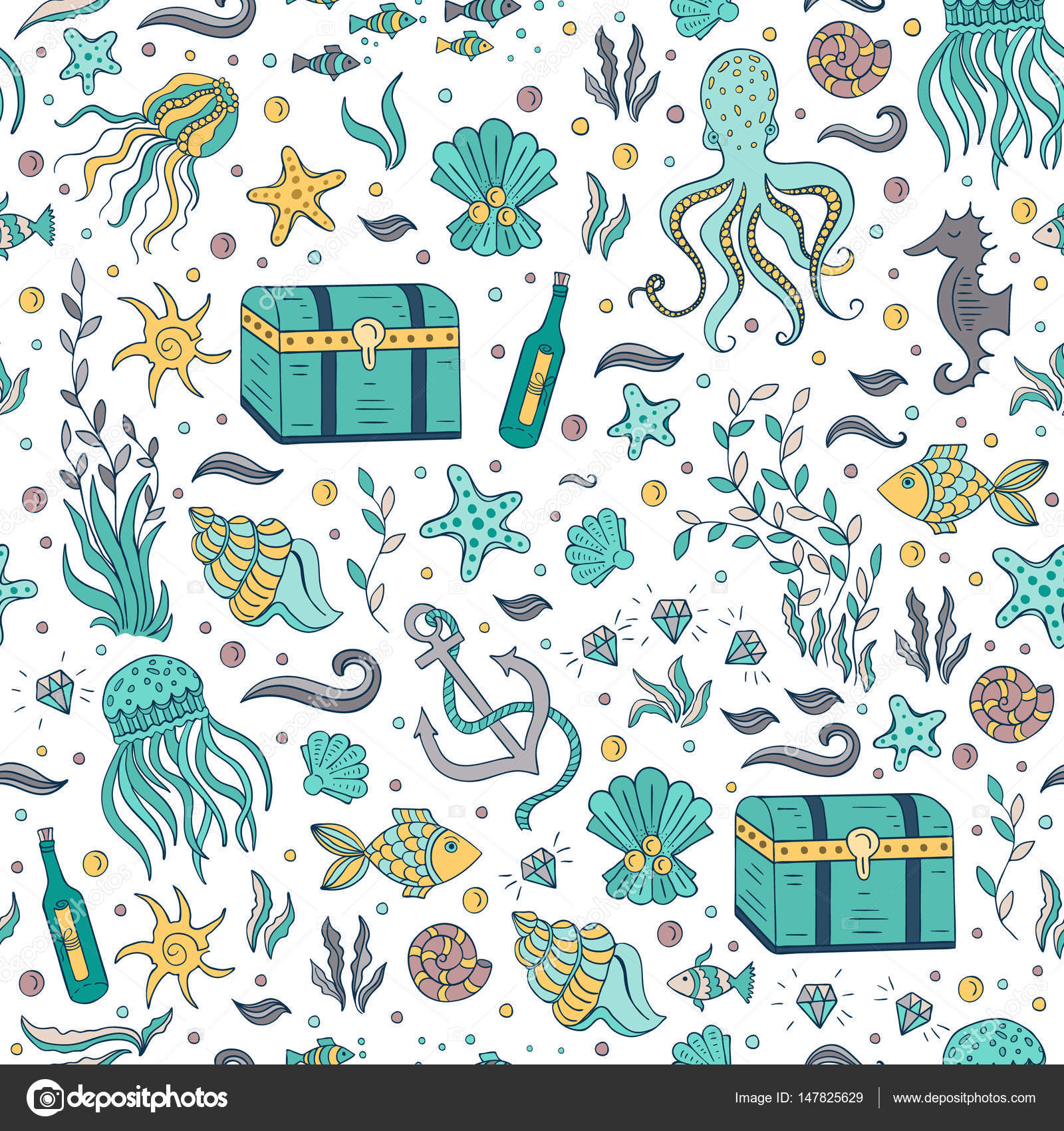 Sea elements patterns Stock Vector Image by ©darijashka #147825629