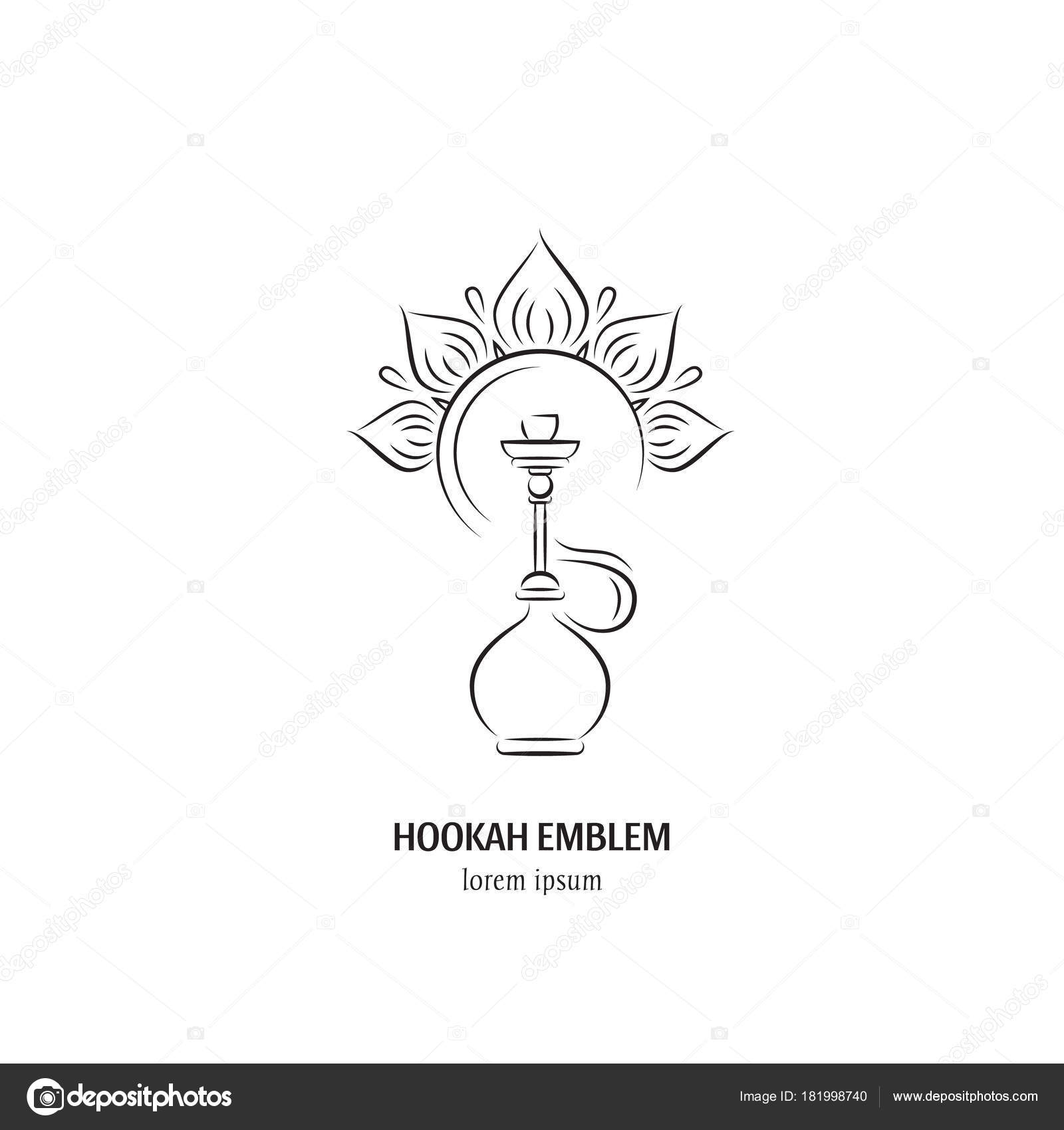 Hookah Vector Logo Design Trendy Linear Style — Stock Vector ...