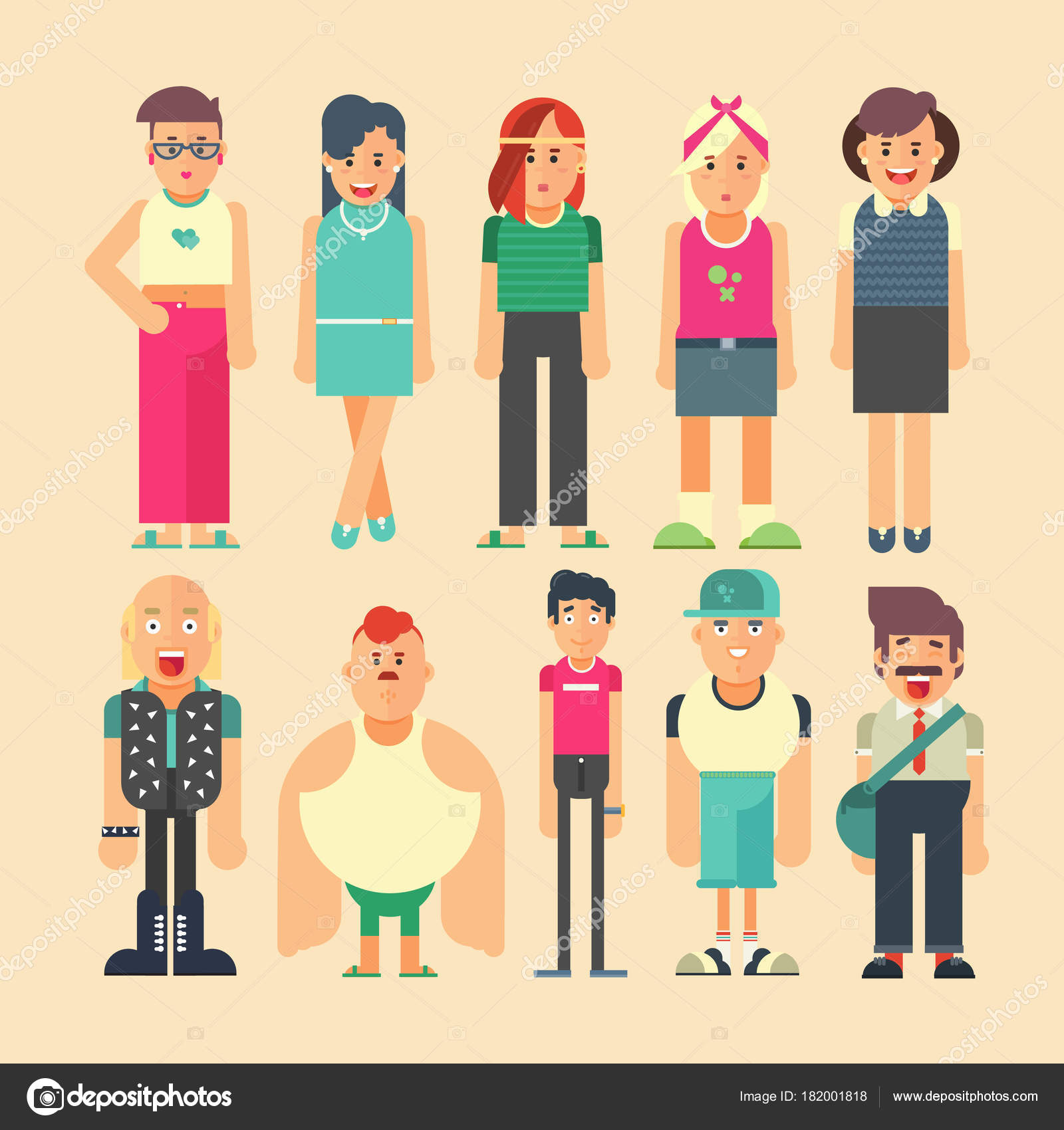 Vector Group Different Types People Including Man Women Standing White ...