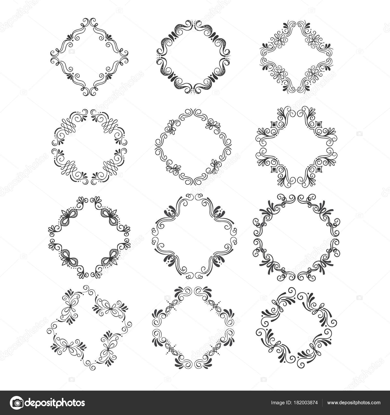 Hand Drawn Decorative Frames Brand Identity Design Isolated Background ...
