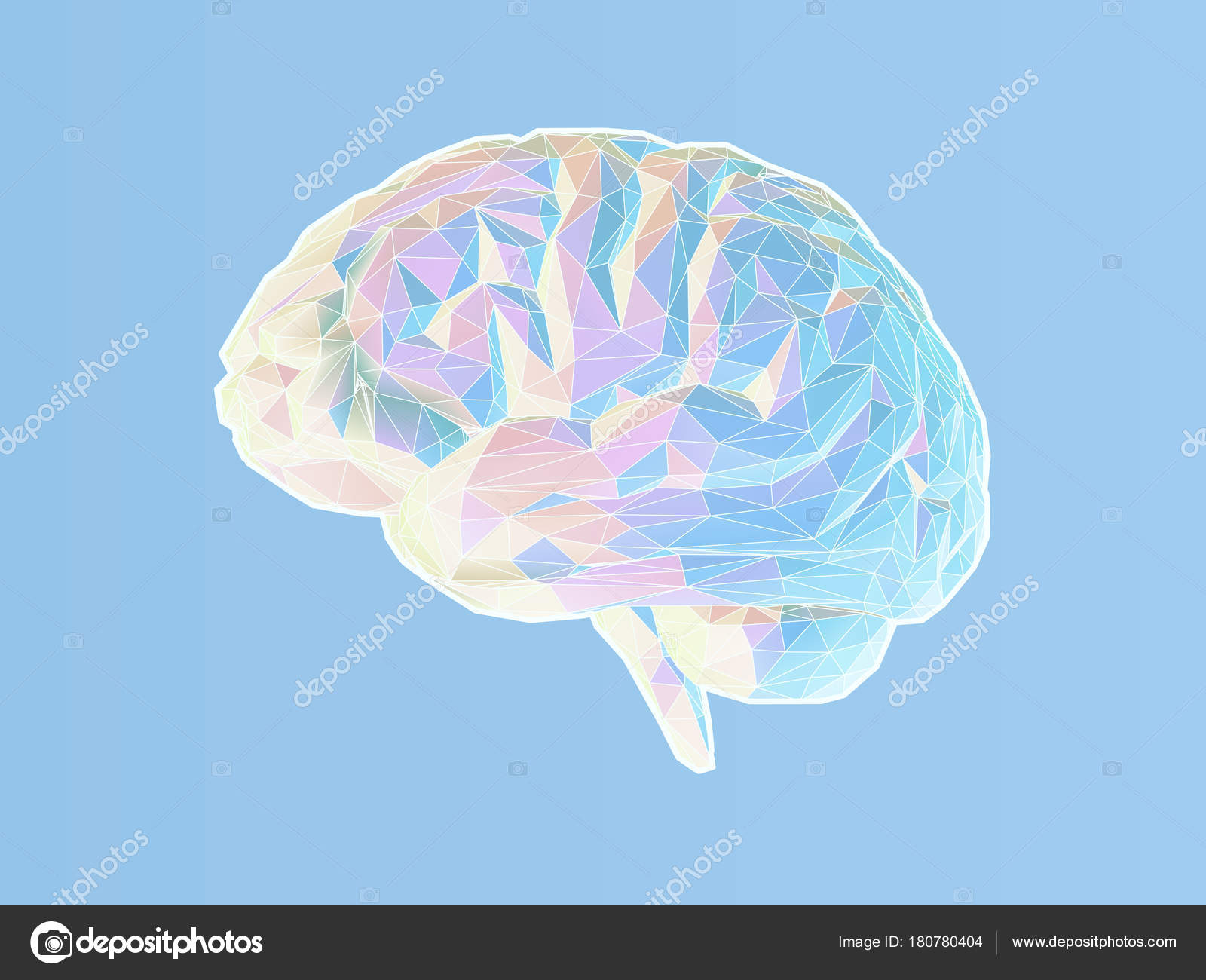 Polygonal brain illustration on blue BG Stock Vector by ©Jolygon 180780404