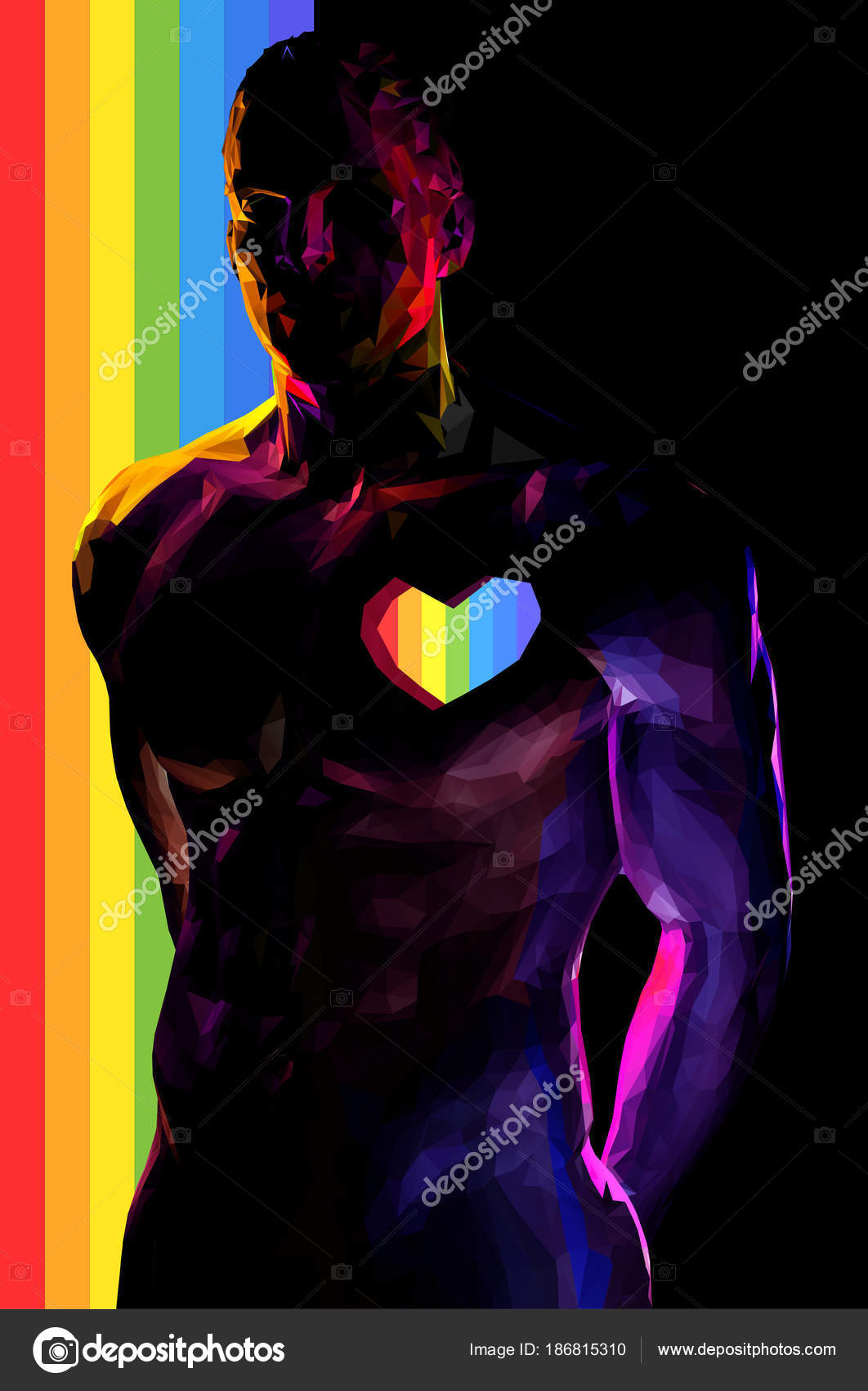 Man body with rainbow stripe on black BG Stock Vector by ©Jolygon 186815310