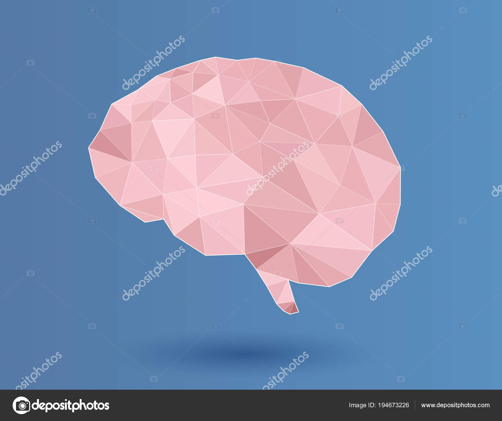 Low poly graphic brain isolated on blue BG Stock Vector Image by ...