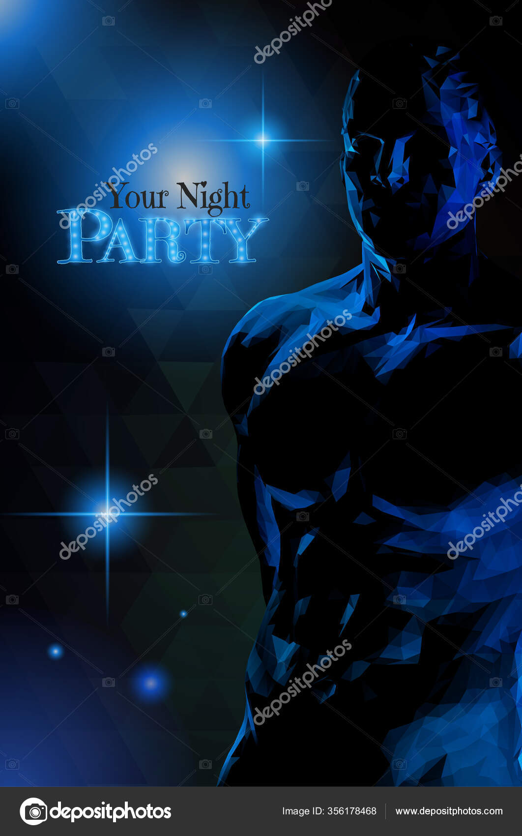 Low Poly Male Body Dim Light Deep Blue Darkness Space Stock Vector ...
