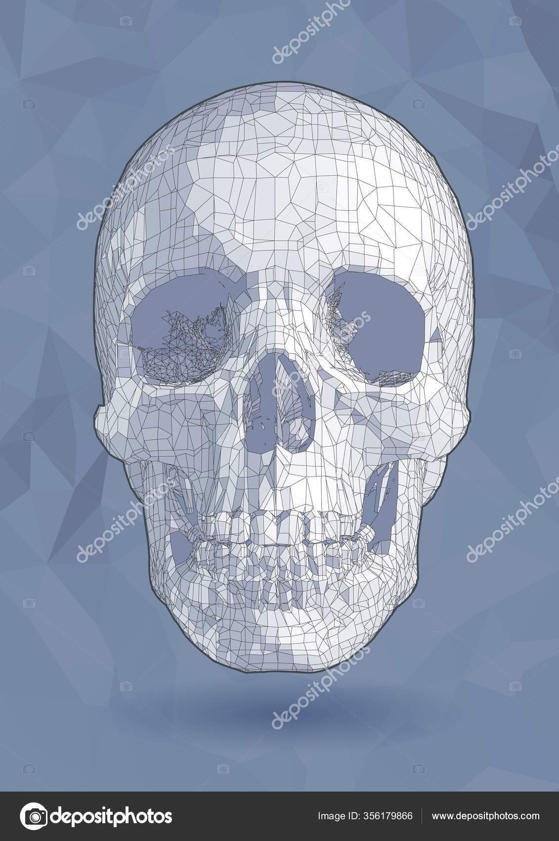 Stylized Skull Drawing Wireframe Edge Blue Polygonal Background Stock ...