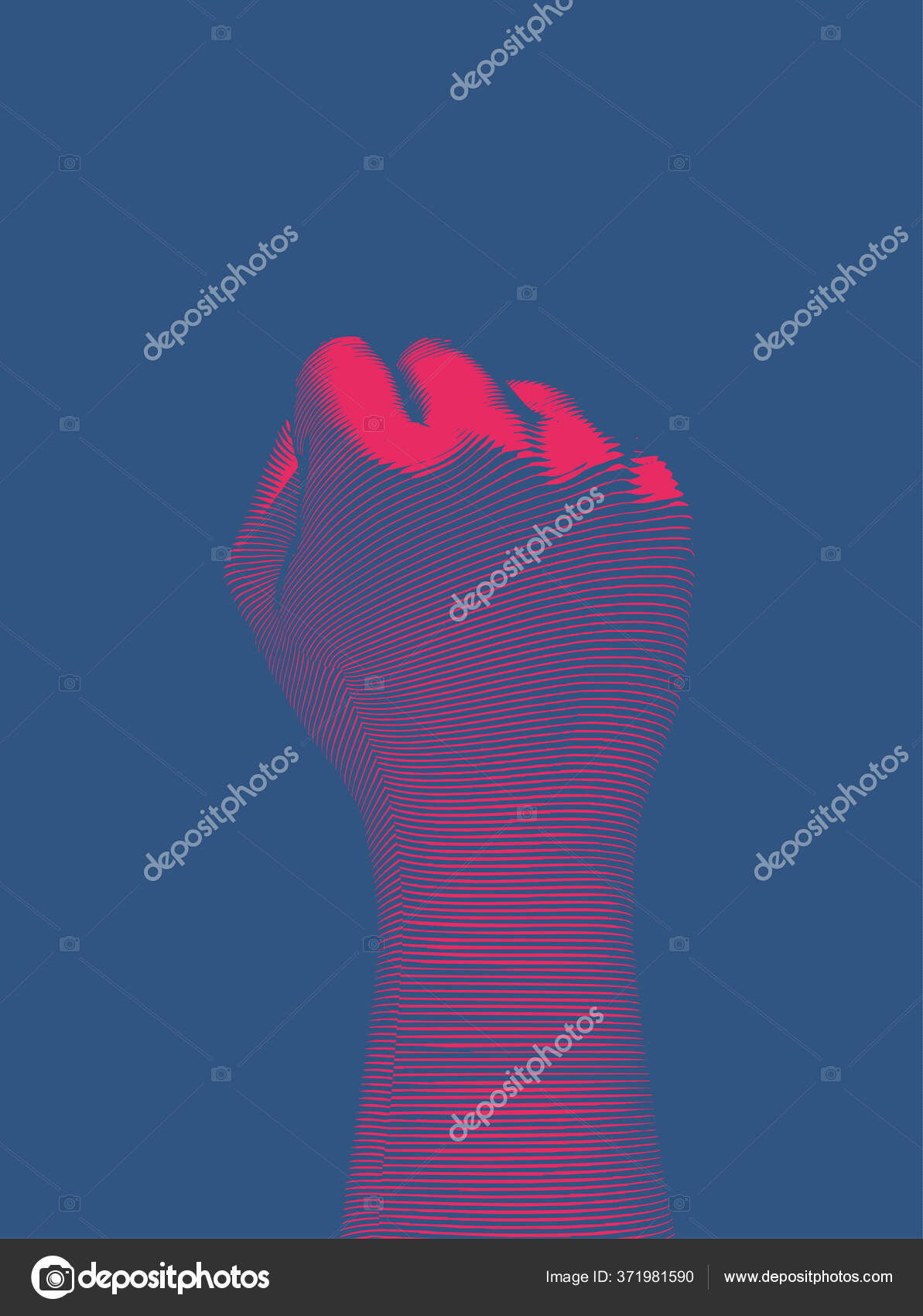Bright Red Vintage Engraved Drawing Back Hand Fist Gesture Vector Stock ...