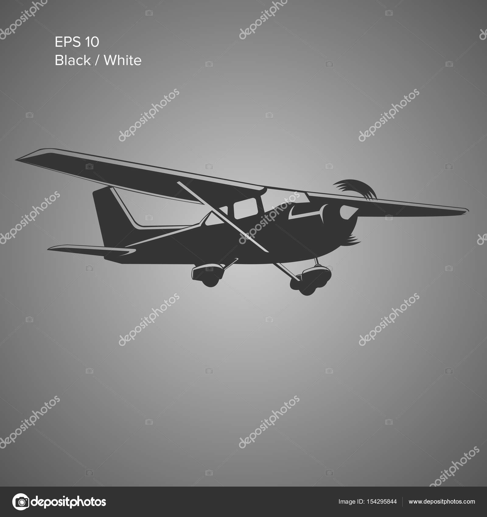 Small plane vector illustration. Single engine propelled aircraft ...