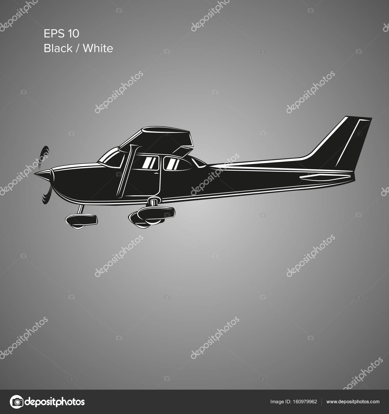 Small plane vector illustration. Single engine propelled aircraft ...