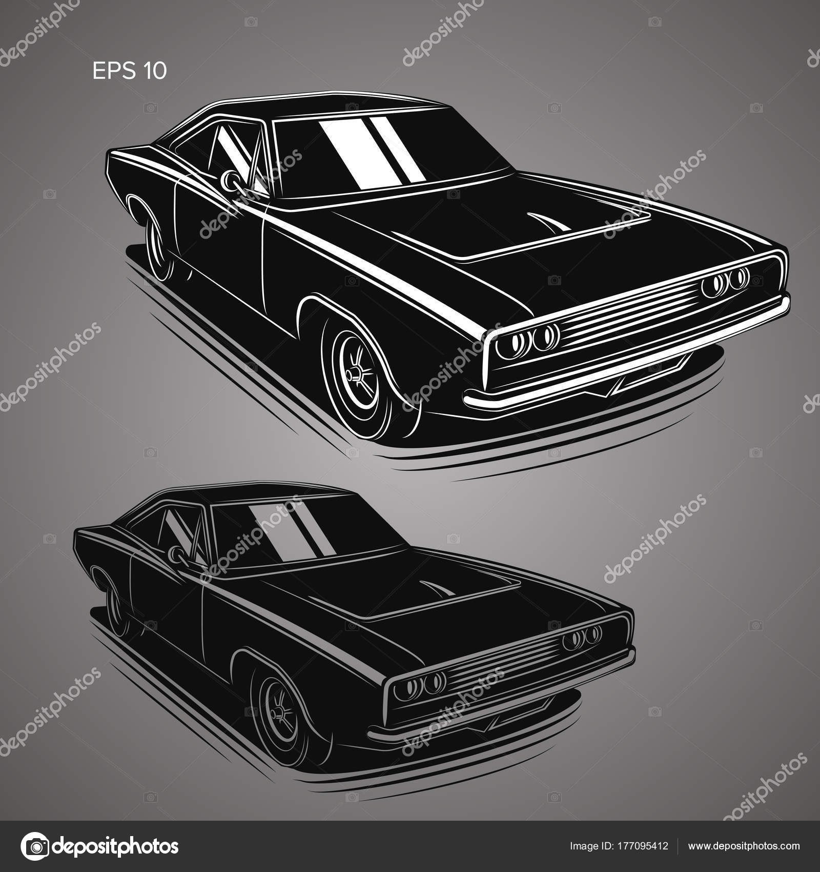 Classic american muscle car vector illustration Stock Vector by ...