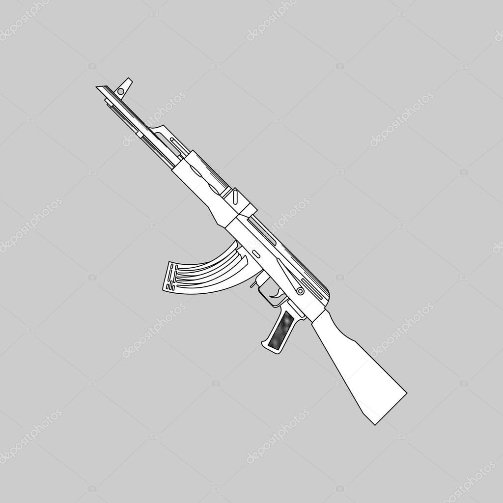 Armas de fuego automáticas, pistola, rifle, ametralladora, en un estilo ...