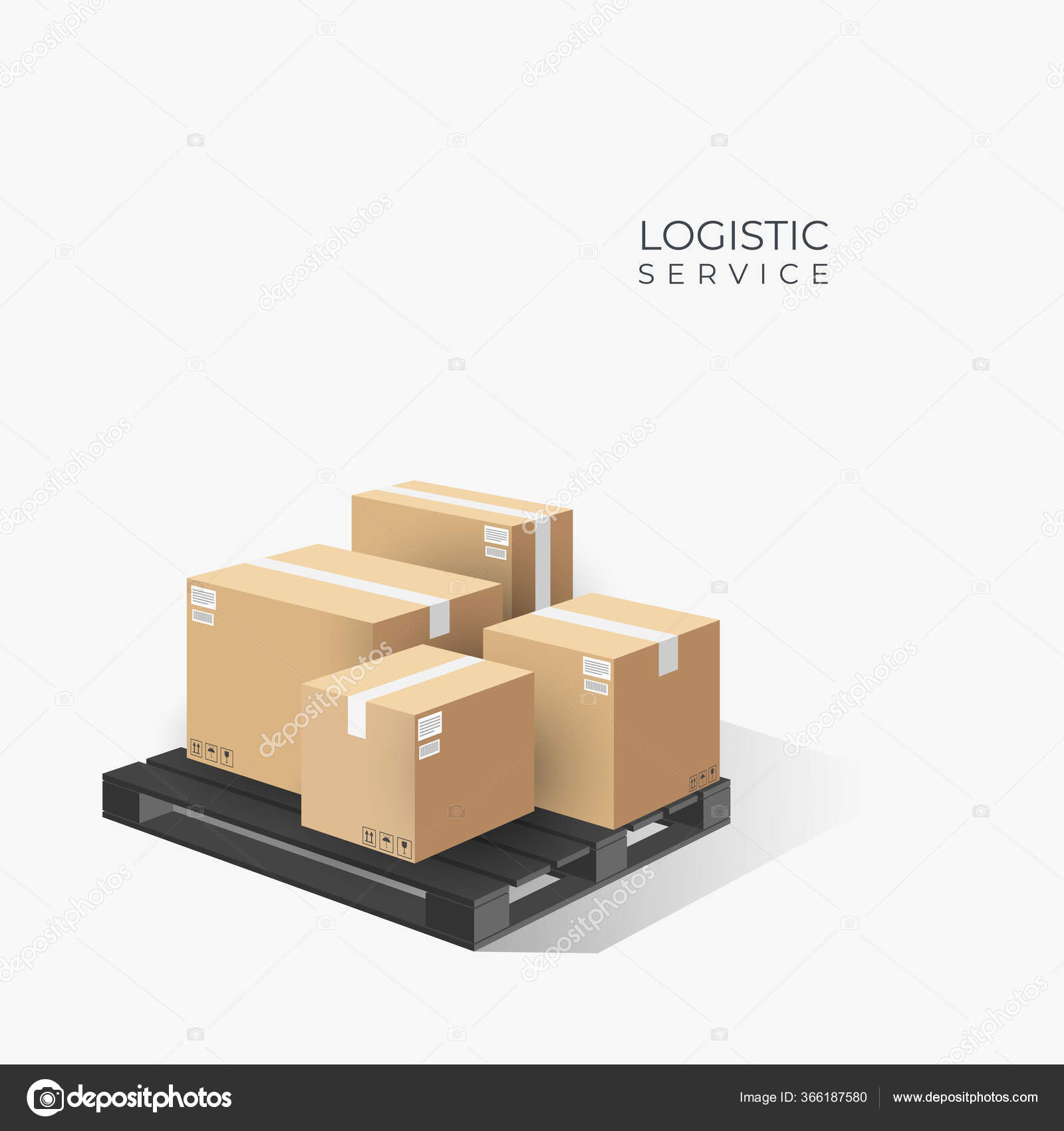 Cajas Paleta Madera Caja Cartón Con Almacén Concepto Logístico ...