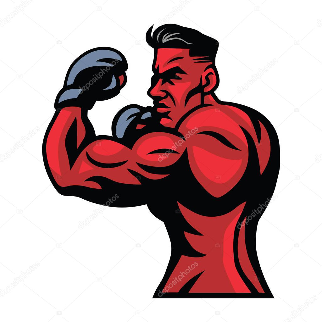 MMA Fighter Mascot Vector — Stock Vector © doddis #136325816