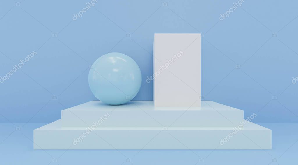 Figuras geométricas abstractas coloridas. cubos de color azul y bolas ...