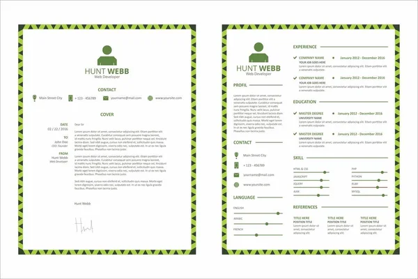 CV Resume, Curriculum Vitae Web Page Flat Design Color Blue with Cover ...