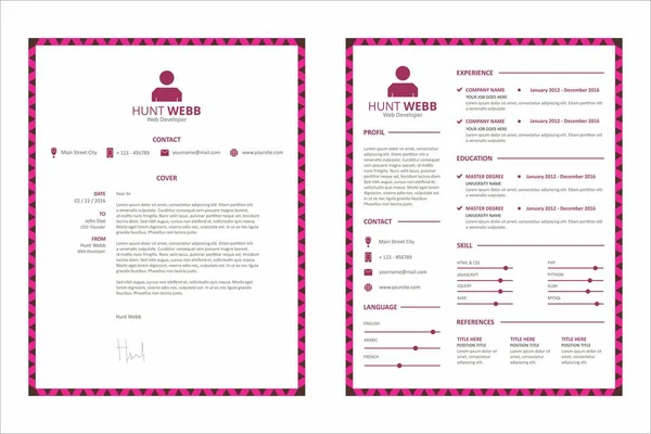 CV Resume, Curriculum Vitae Web Page Flat Design Color Blue with Cover ...