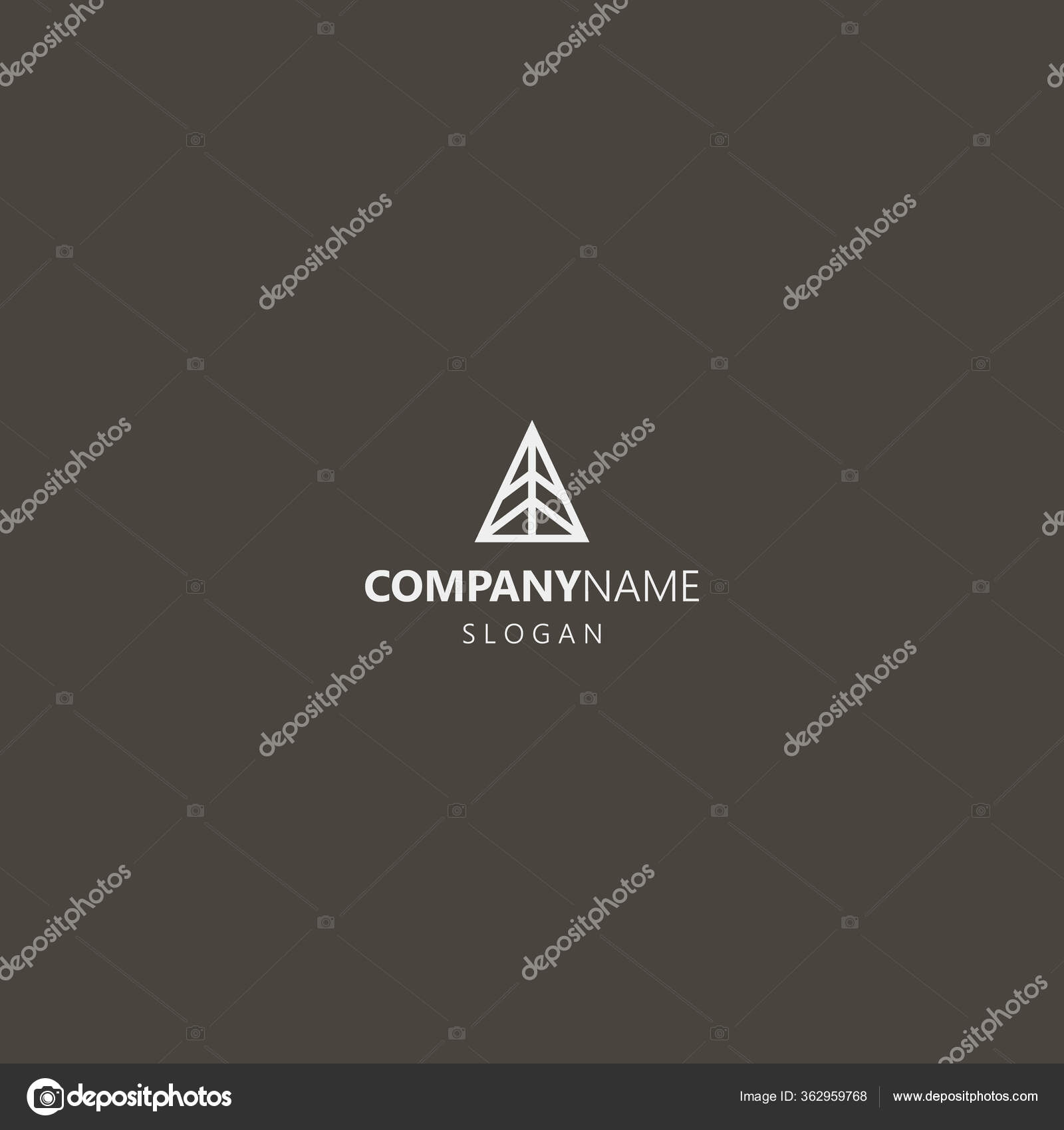White Logo Black Background Simple Vector Line Art Geometric Outline ...