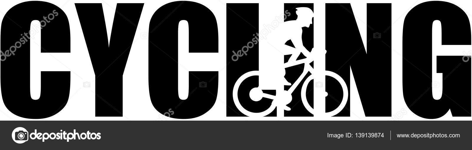 Palabra de ciclismo con recorte de silueta Vector de stock por ...