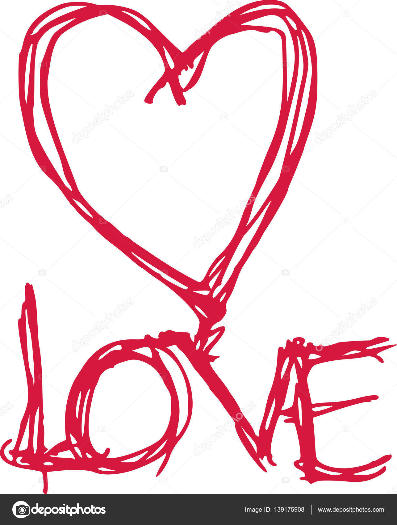 Handwritten love heart | Handwritten LOVE with heart — Stock Vector ...