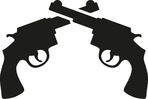 Crossed Revolvers Guns Icon White Background Vintage Pistol Silhouette ...