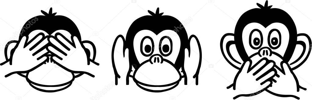 Three wise monkeys Vector Art Stock Images | Depositphotos