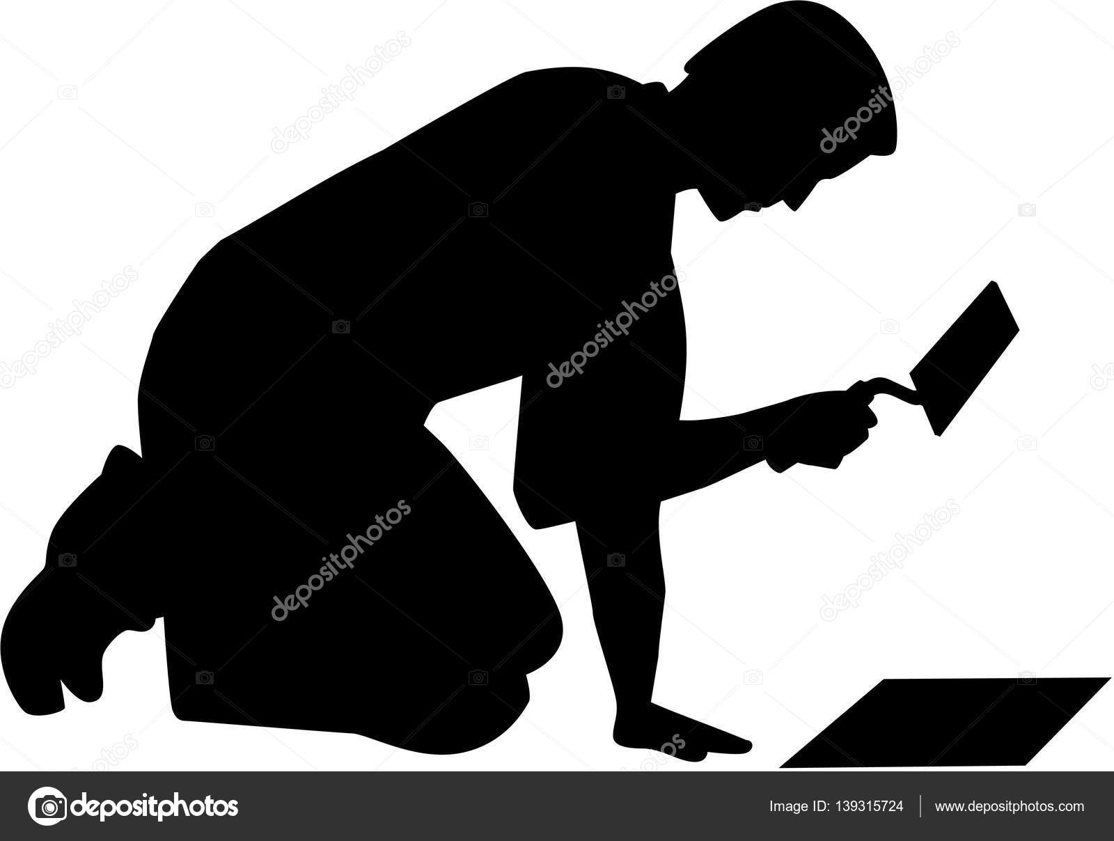 Tiler with trowel silhouette Stock Vector Image by ©miceking #139315724