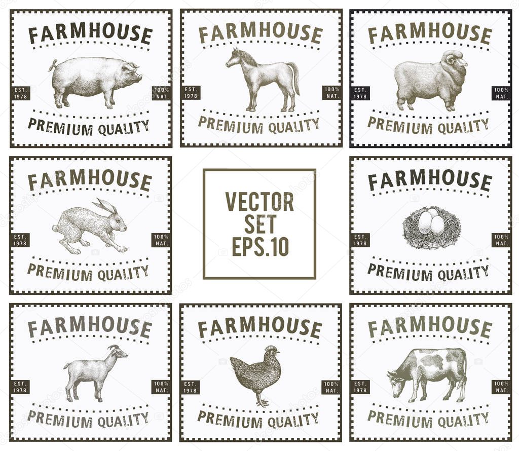 Etiquetas con animales de granja. Establecer plantillas de precios para ...