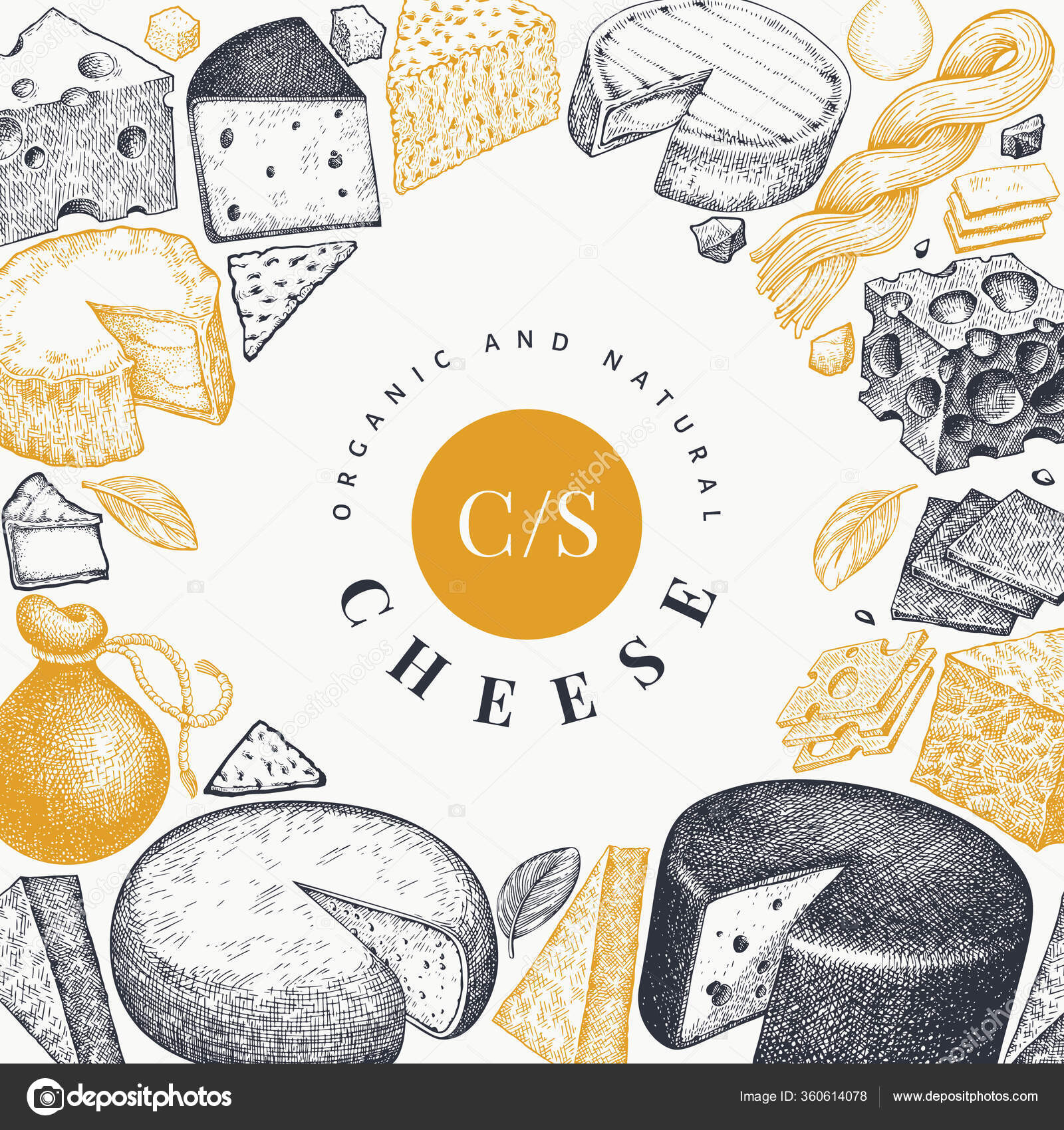 Cheese Design Template Hand Drawn Vector Dairy Illustration Engraved ...