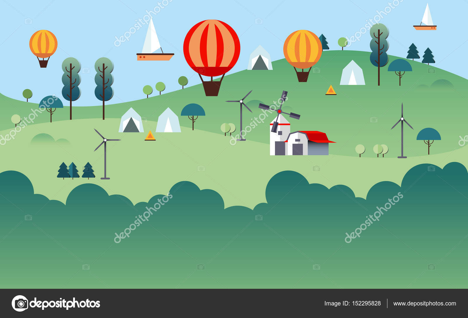 Landscape Infographics. Lake and Hills Hiking Stock Vector Image by ...
