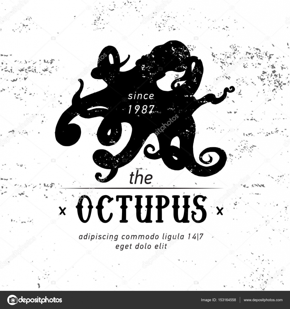 Hand drawing octopus label. Stock Vector by ©oxygen_8 153164558