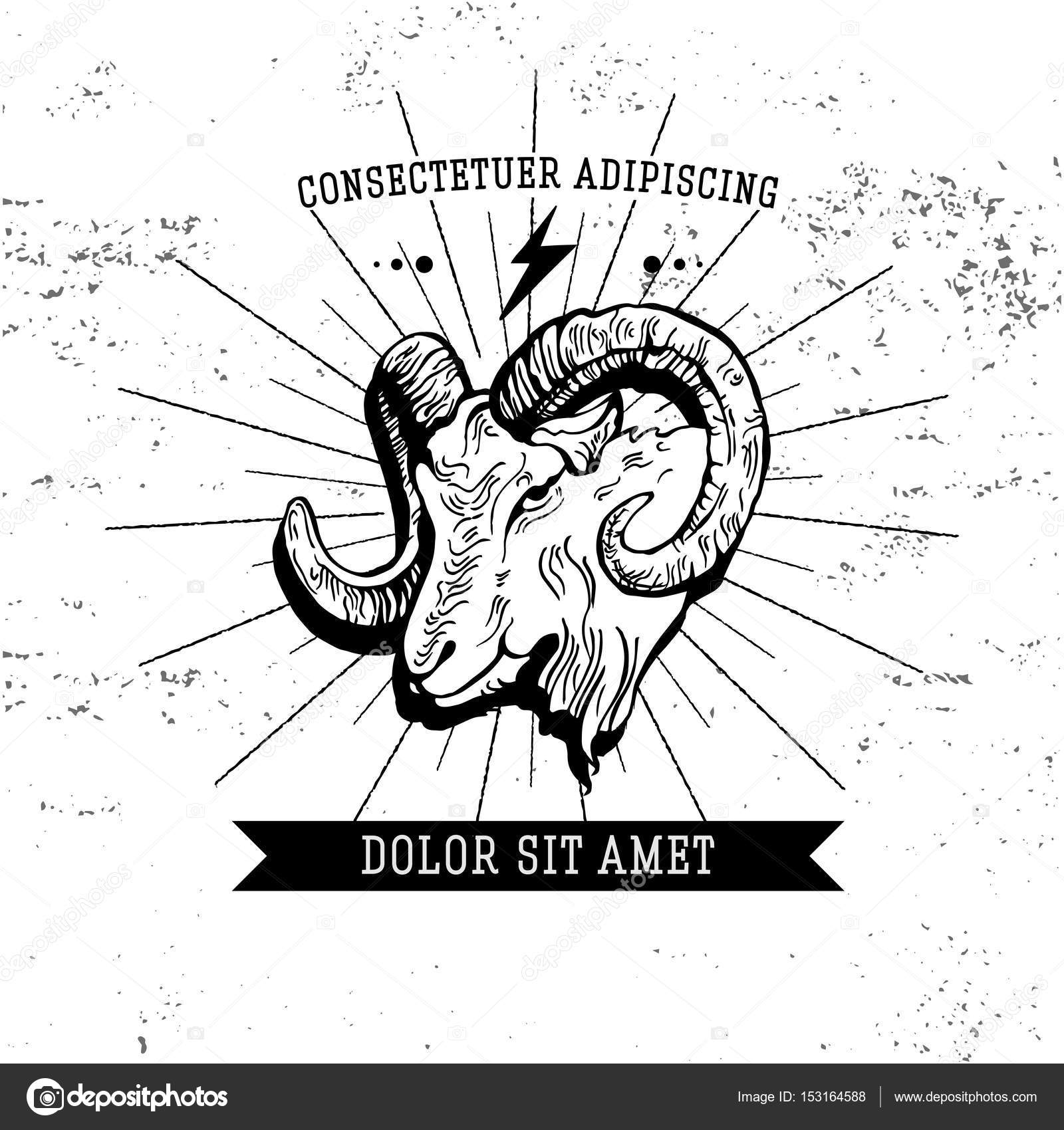 Vintage hand draw ram label Stock Vector Image by ©oxygen_8 #153164588