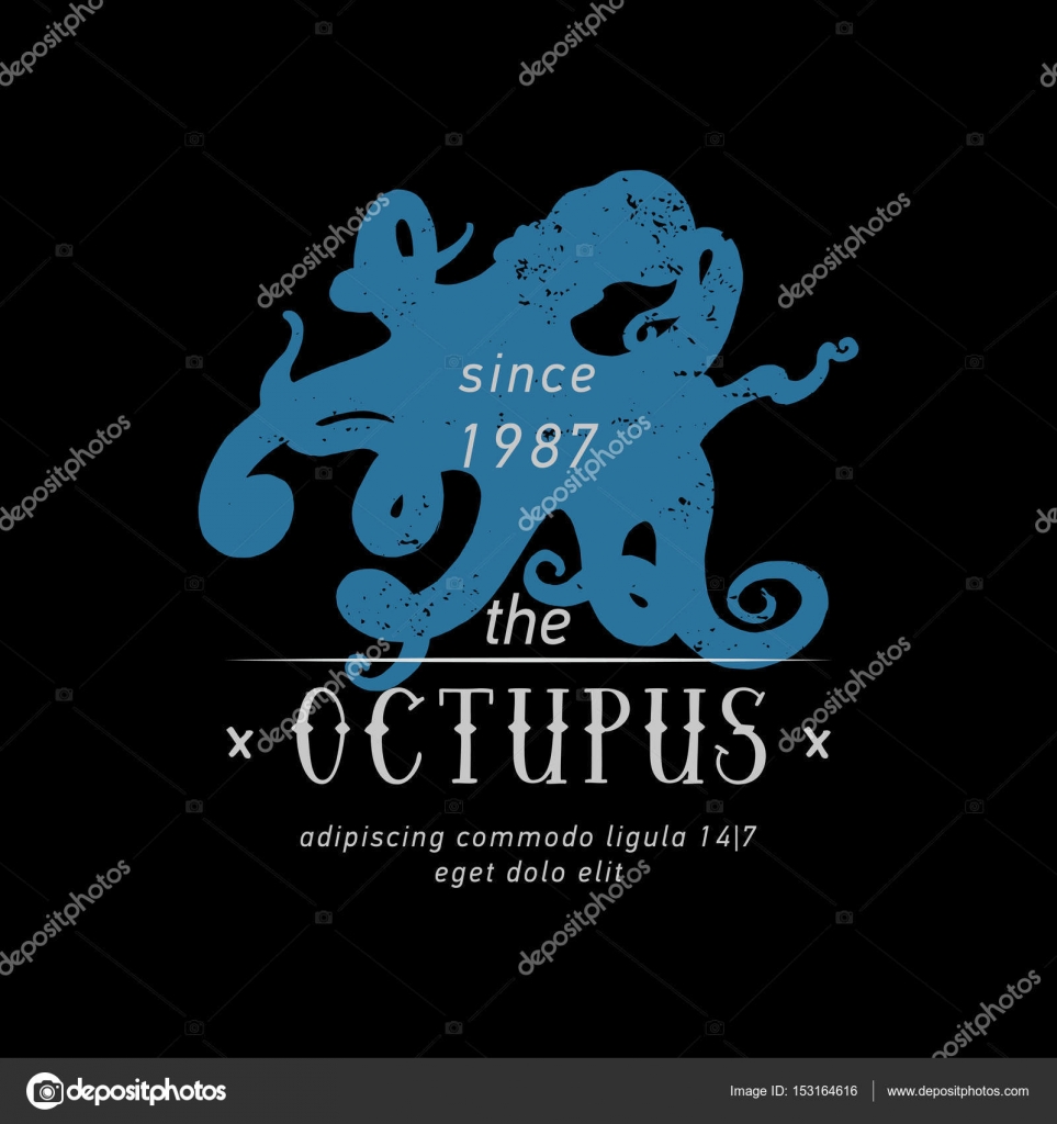 Hand drawing octopus label. Stock Illustration by ©oxygen_8 #153164616