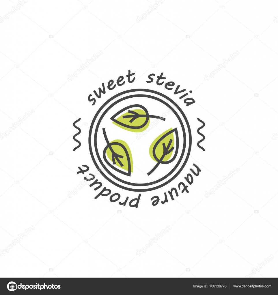 Vector set of stevia labels, logos, badges, icons. Natural sweetener ...