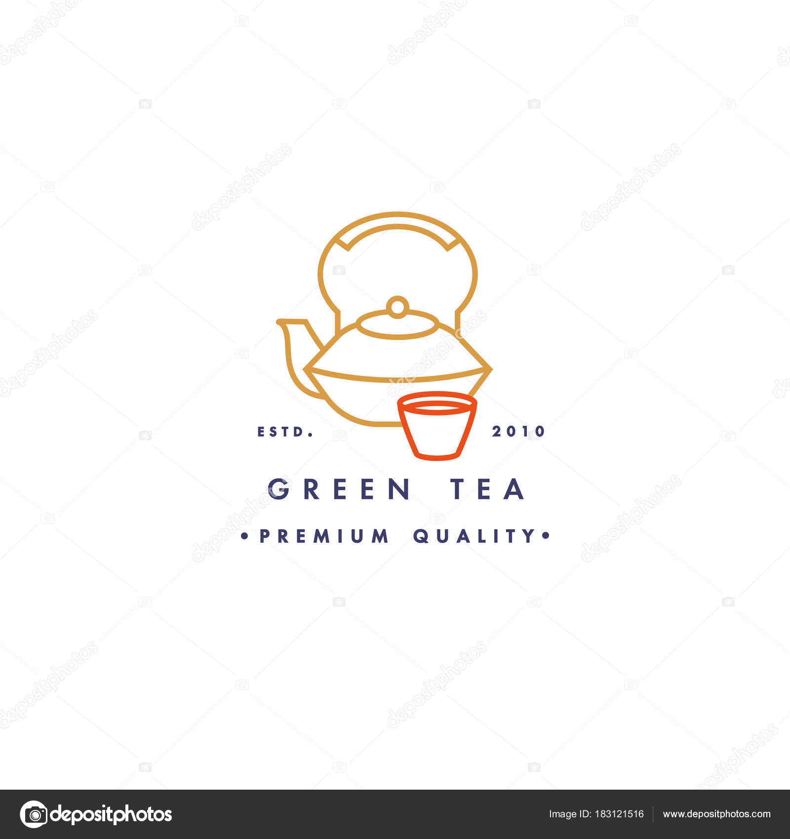 Vector logo design template and emblem or badge. Asian green tea ...