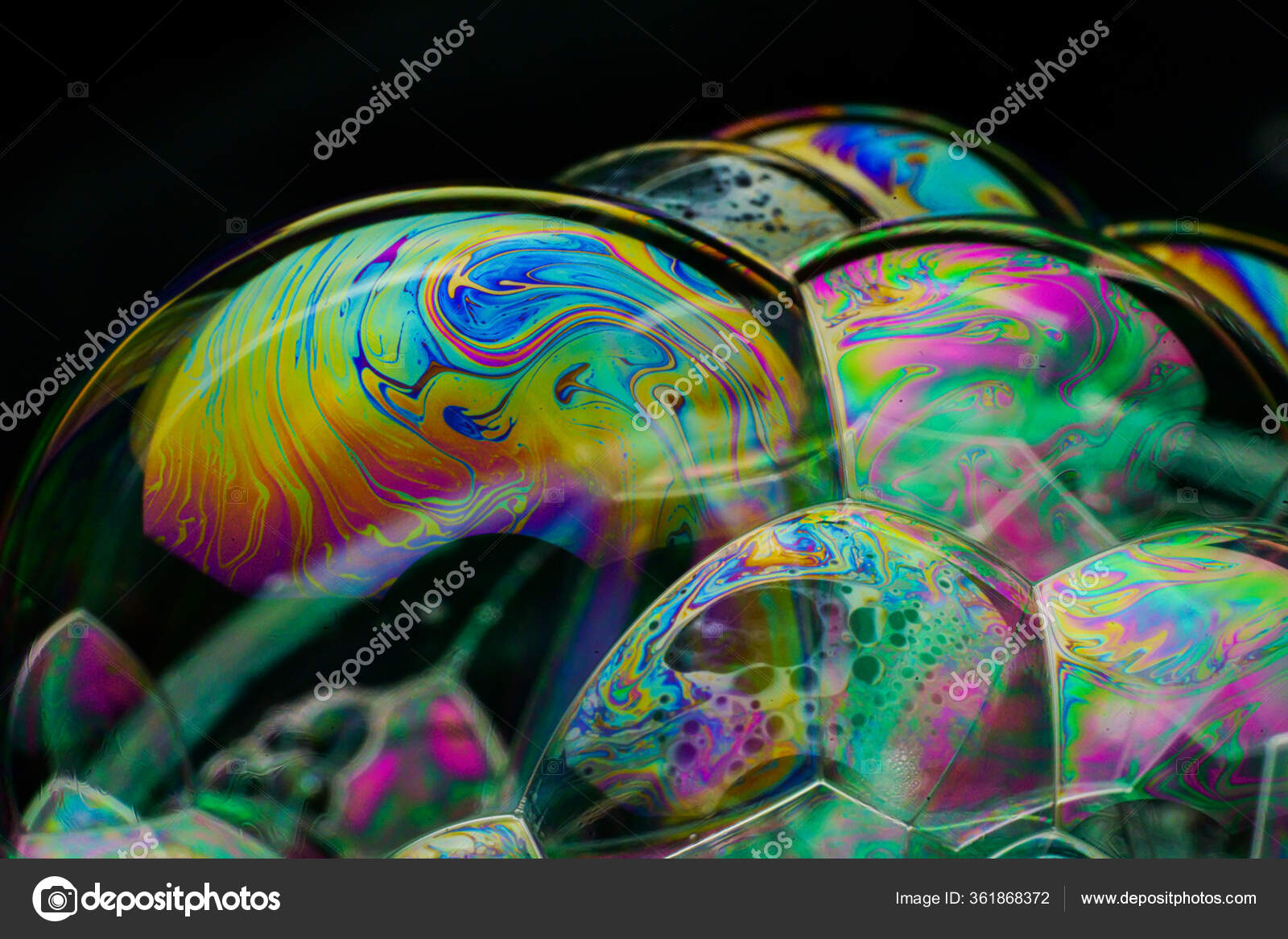 Colorful Soap Bubble Black Background — Stock Photo © makieni777 #361868372