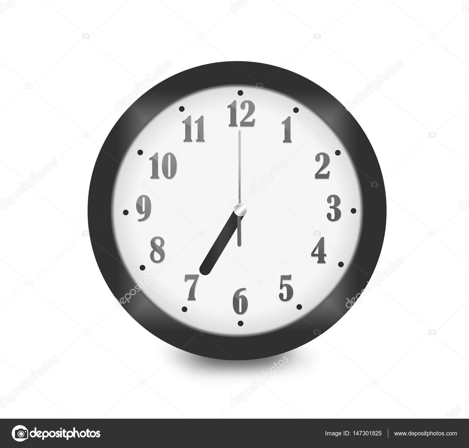 Realistic Wall analog black white silver clock with 12 hours iso ...