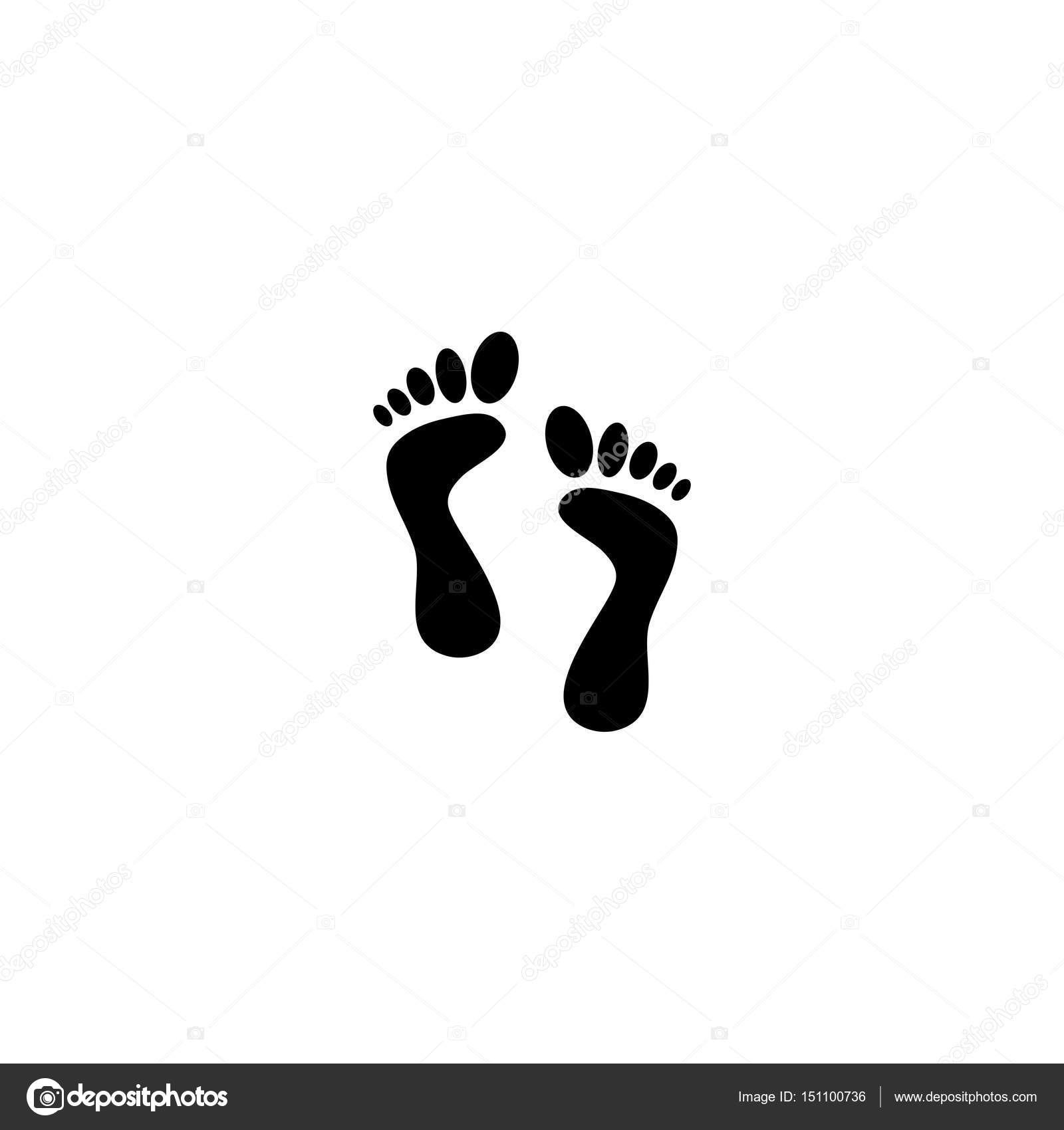 Pictogram footprints of bare feet icon. Black icon on white back Stock ...