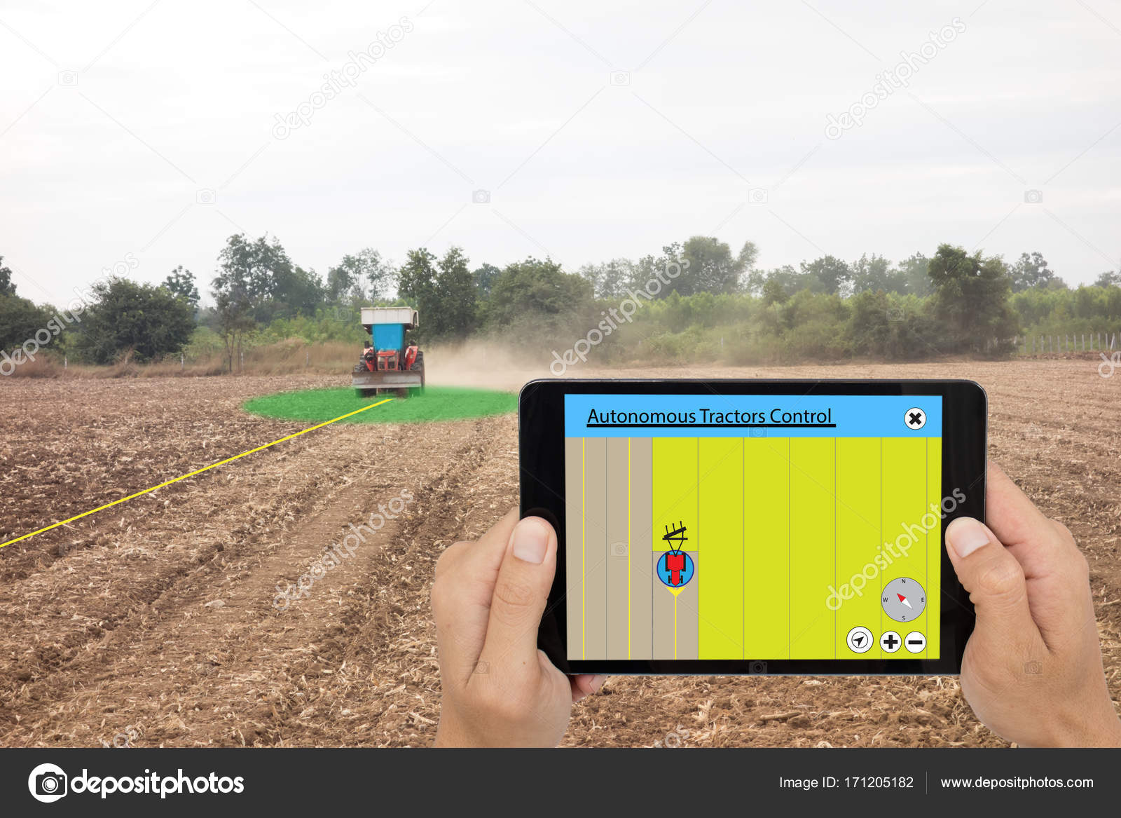 Smart agriculture concept, farmer use tablet to control autonomo Stock ... Smart agriculture concept, farmer use tablet to control autonomo Stock ...