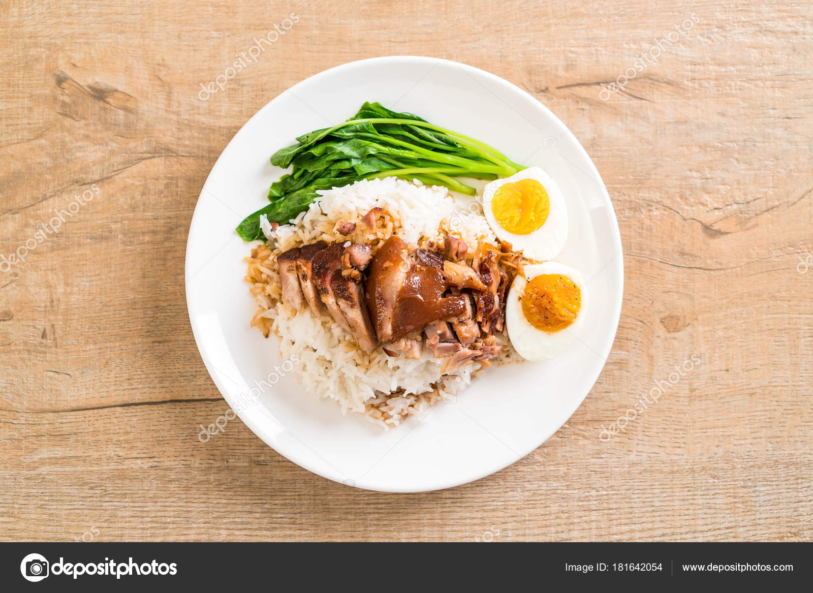 Stewed pork leg with rice — Stock Photo © topntp #181642054