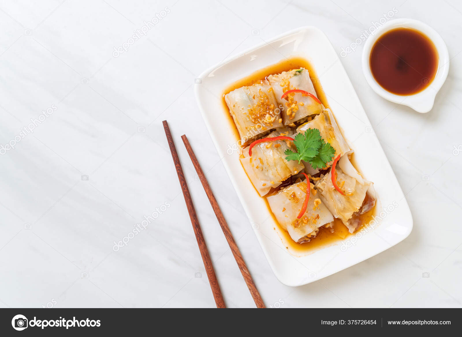 Chinese Steamed Rice Noodle Rolls Asian Food Style — Stock Photo ...