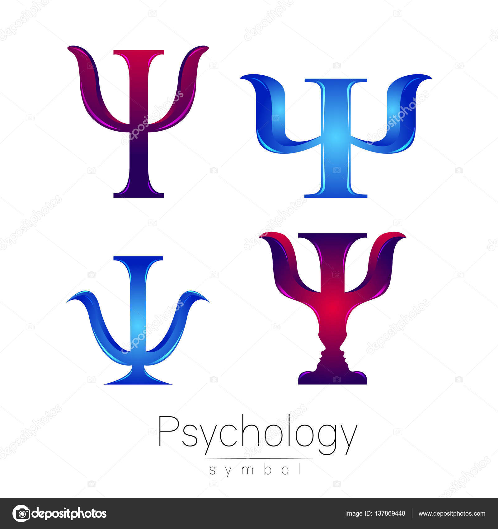Logotipo moderno Sign Set of Psychology. Psi. Estilo creativo. Icono en ...