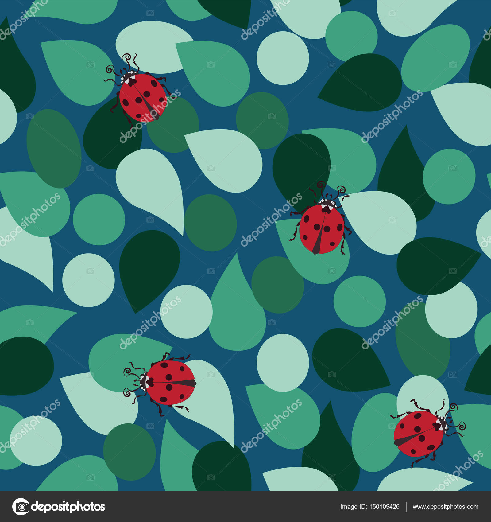 Red ladybug and leaves. Stock Vector Image by ©velishchuknatali #150109426