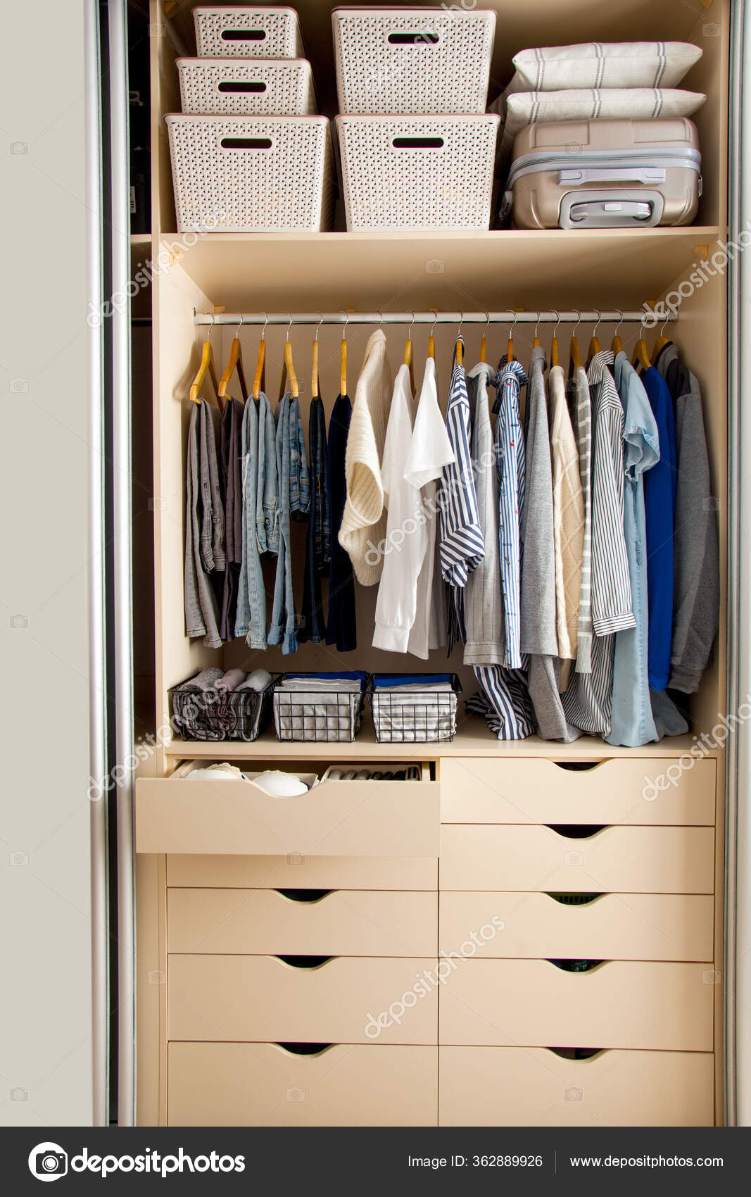 Wardrobe Perfect Order Clothes Blue Light Shades Hangers Things ...