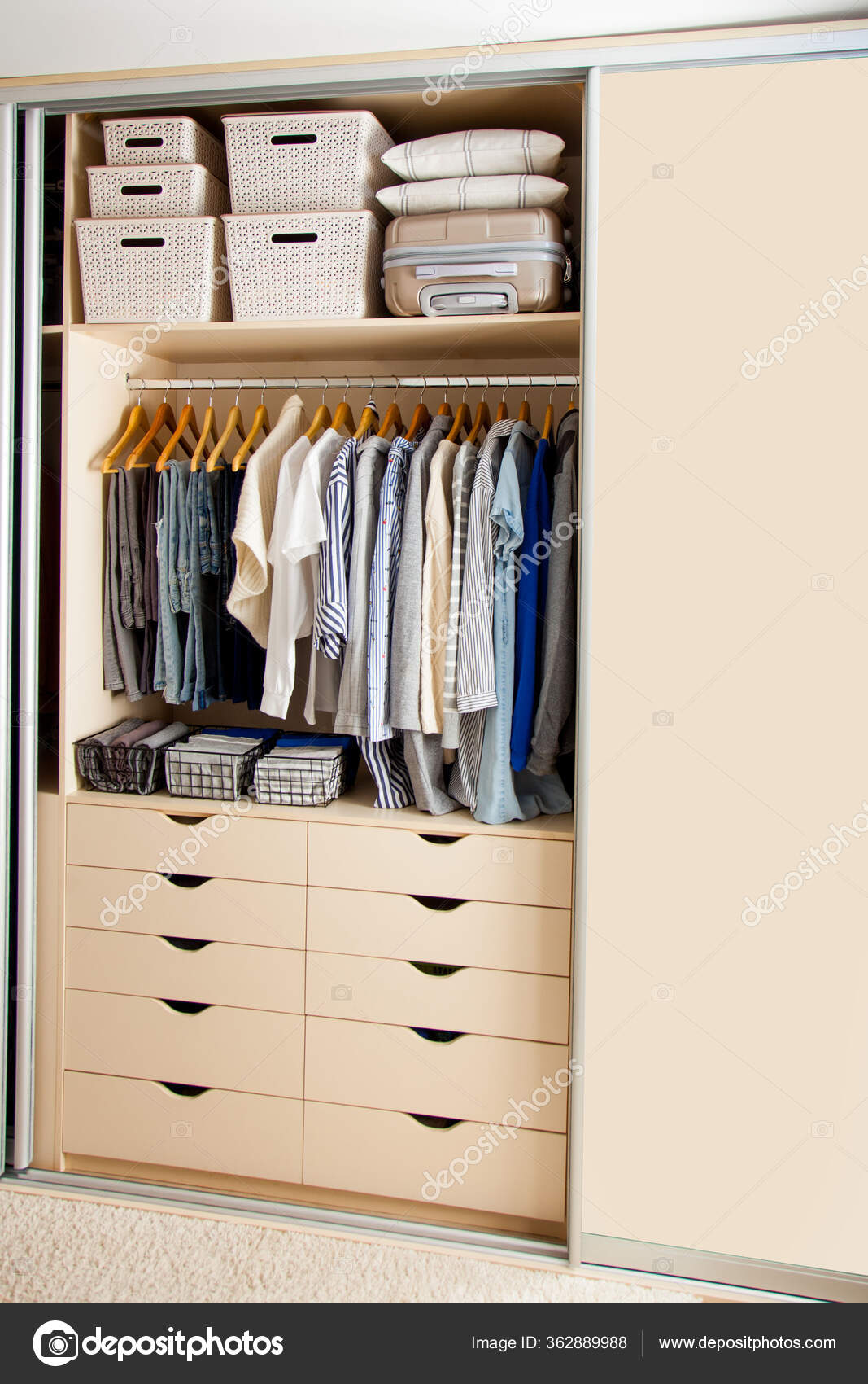 Wardrobe Perfect Order Clothes Blue Light Shades Hangers Things ...