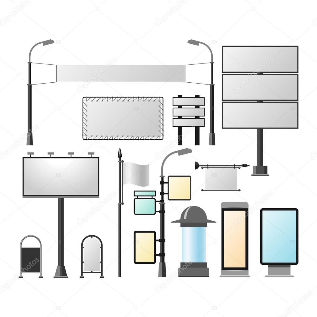 Publicidad vallas publicitarias vector conjunto . Vector de stock por ...