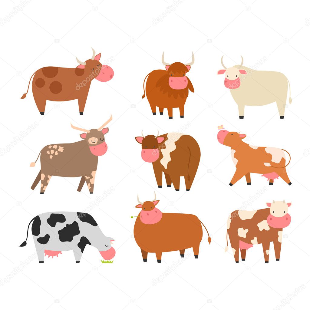 Karakter Sapi Kartun Vektor Stok oleh ©VectorShow 125542076