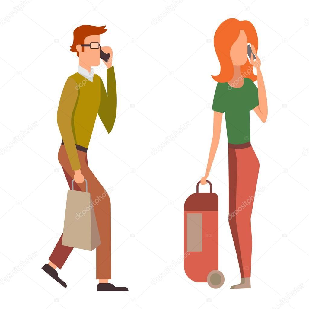 People talking phone character vector illustration. Stock Vector Image ...